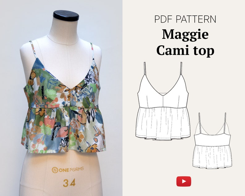 V Neck Peplum Ruffle Cami Top Maggie PDF Pattern - Etsy