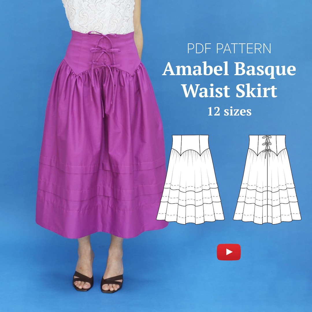Basque Waist Gathered Skirt Amabel PDF Sewing Pattern - Etsy