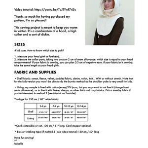 Comfort Hood Balaclava Hat Kids Sizes PDF Sewing Pattern (english ...