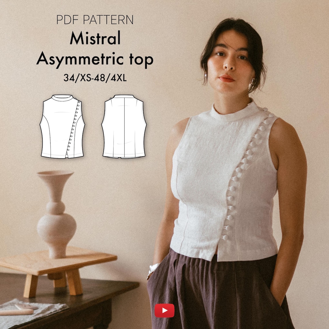 Asymmetrical Summer Top Mistral Women's Digital Sewing Pattern - Etsy