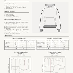 Woman's Hoodie Beginner Friendly PDF Sewing Pattern (english and French ...