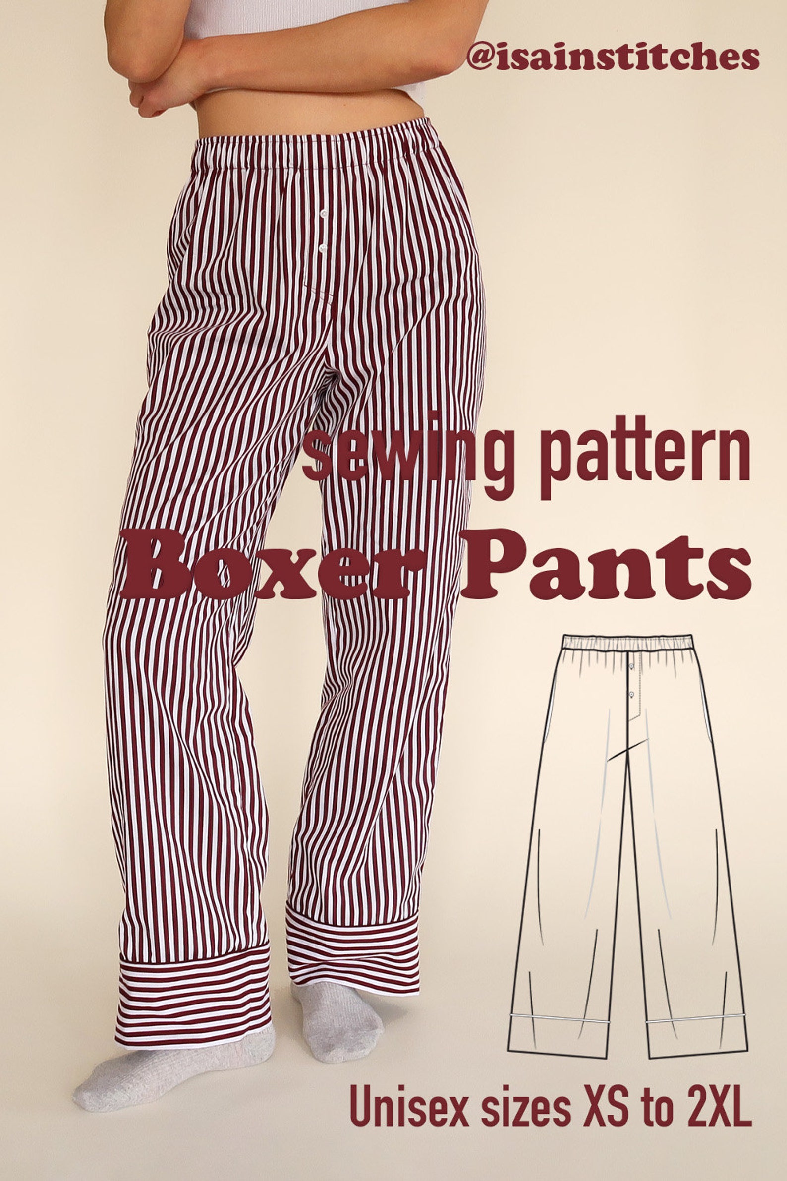 Unisex Boxer Pajama Pants XS-2XL #diyboxerpants PDF Sewing Pattern - Etsy