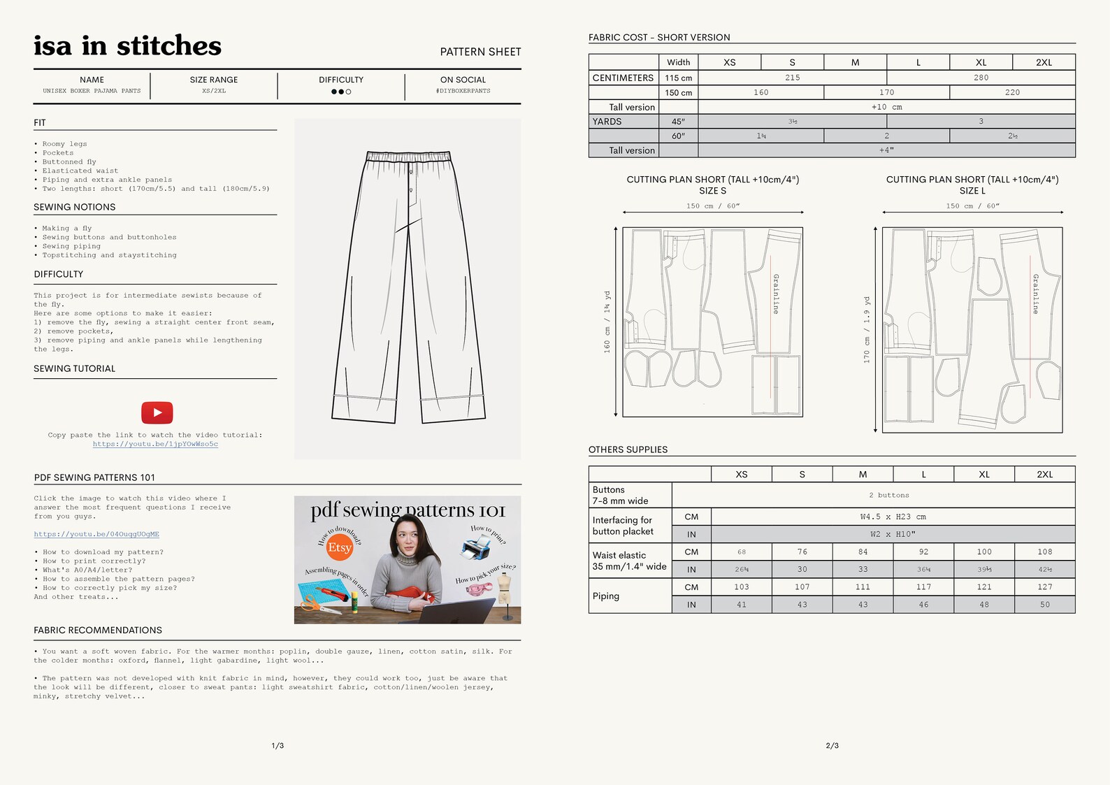 Unisex Boxer Pajama Pants XS-2XL #diyboxerpants PDF Sewing Pattern - Etsy