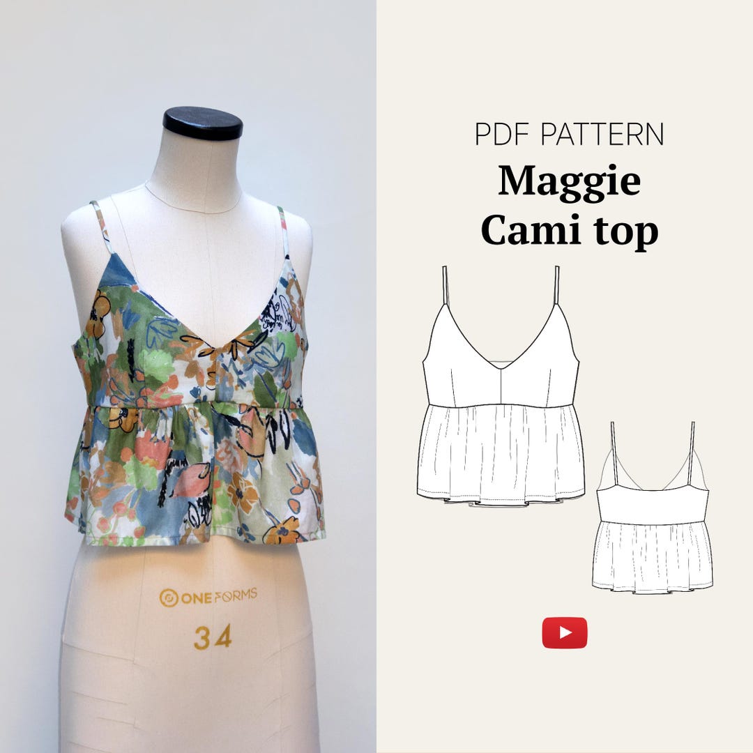 V Neck Peplum Ruffle Cami Top Maggie PDF Pattern - Etsy