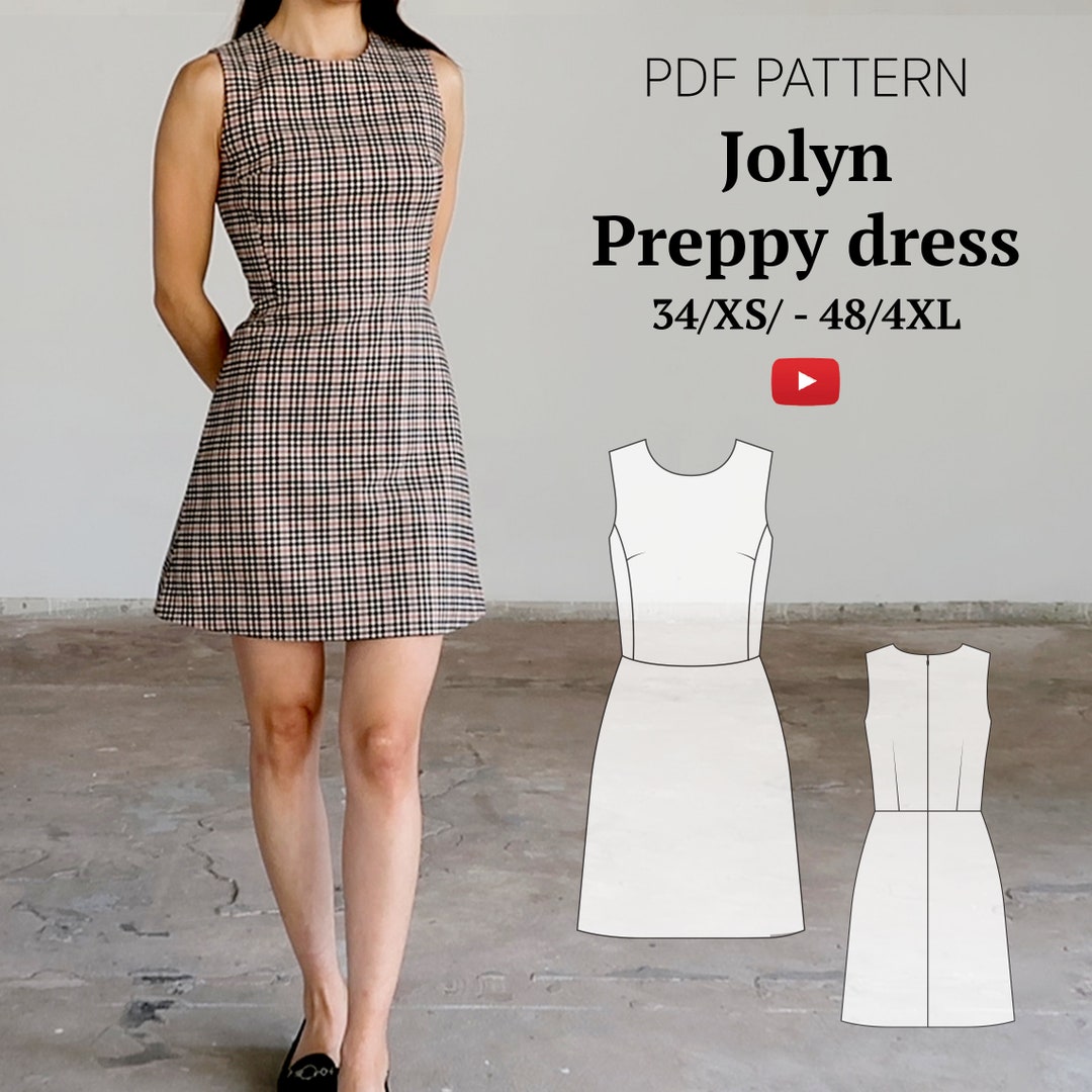 Sleeveless Preppy Dress for Summer and Winter PDF Sewing Pattern - Etsy