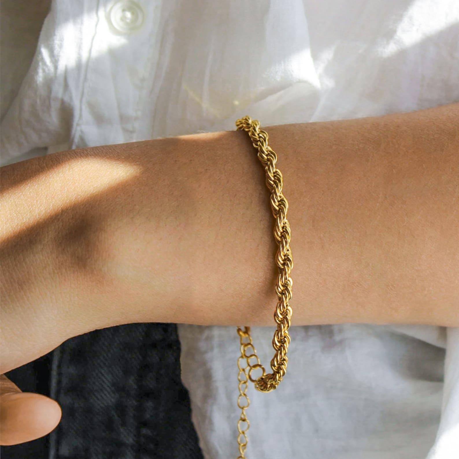 Rope Bracelet-Gold Rope Chain Bracelet-Twisted Bracelet-Gold | Etsy