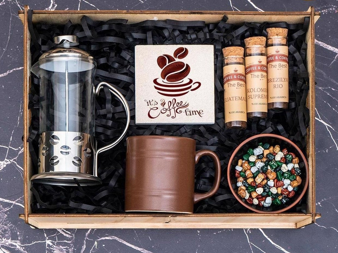 Brown Coffee Design Gift Box, French Press Gift Box, Simple Gift Box ...