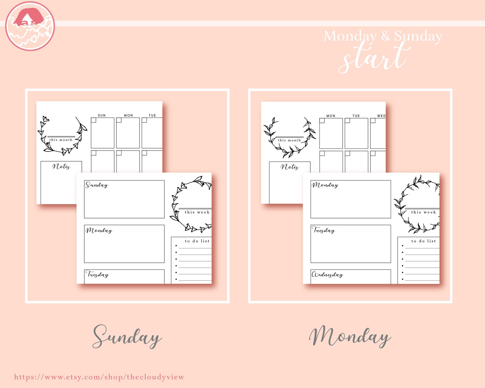 Undated Printable Planner | Daily| Weekly| Monthly| Planner Inserts ...