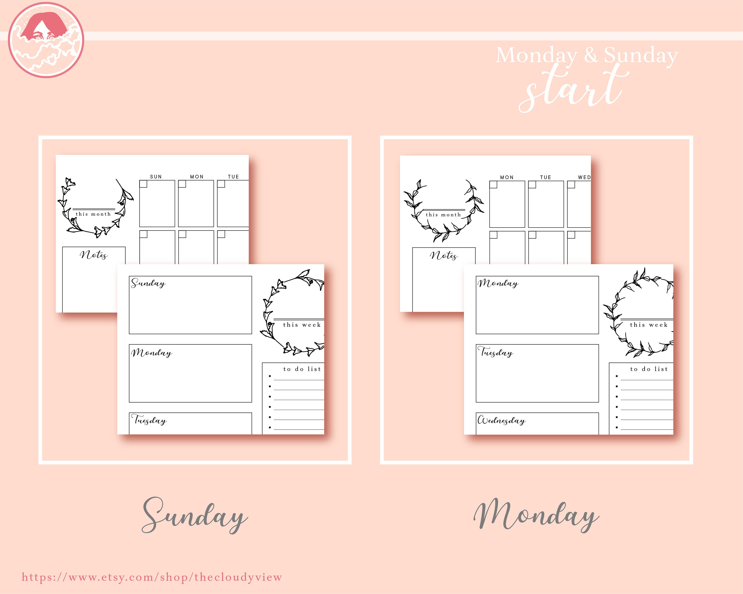 Undated Printable Planner | Daily| Weekly| Monthly| Planner Inserts ...