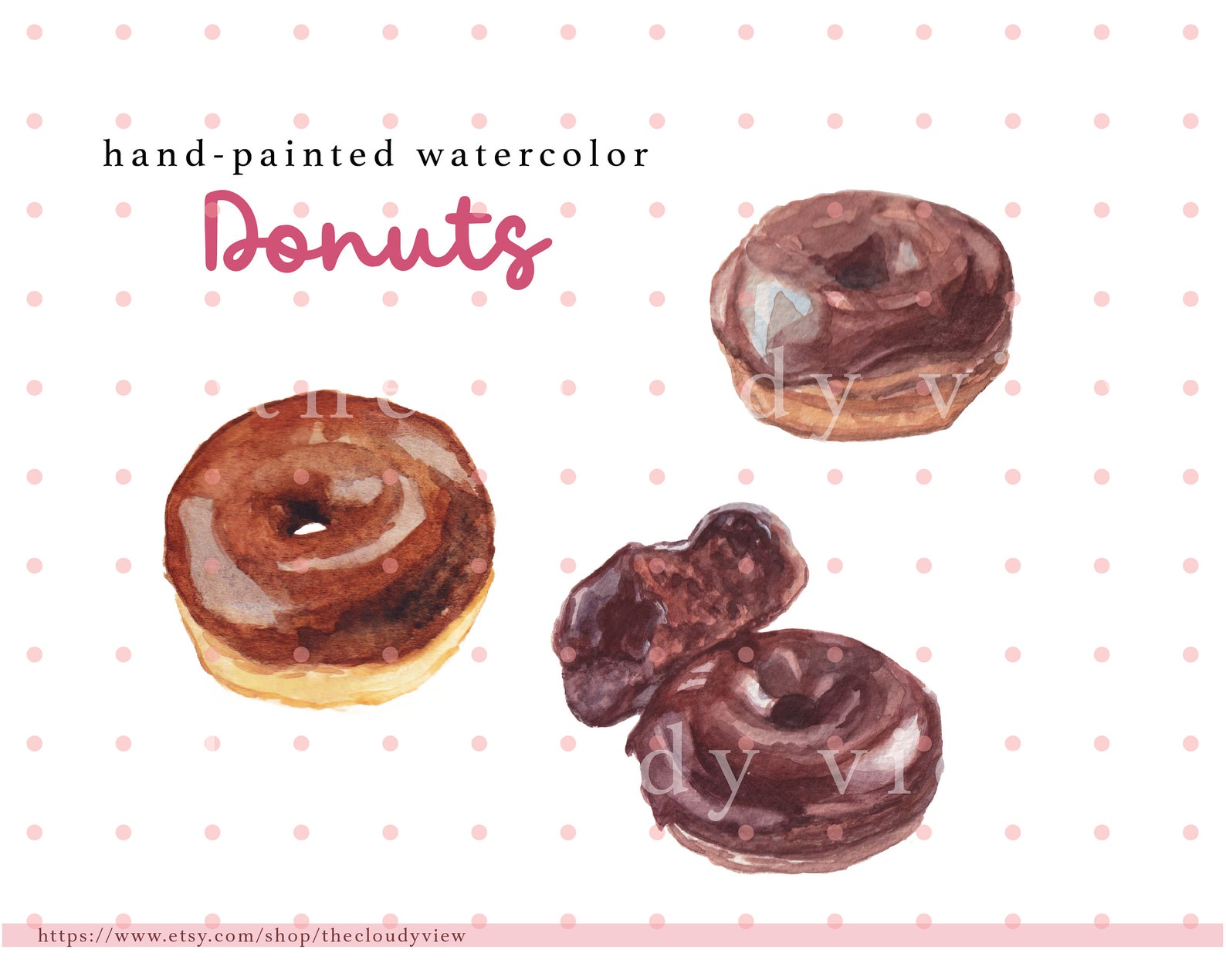 Watercolor Donut Collection - PNG Donut, Hand-painted Watercolor Donuts ...