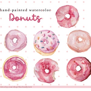 Watercolor Donut Collection - PNG Donut, Hand-painted Watercolor Donuts ...