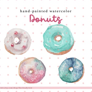 Watercolor Donut Collection - PNG Donut, Hand-painted Watercolor Donuts ...