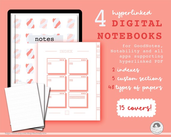 4 Hyperlinked Digital Notebooks for Goodnotes Notability - Etsy