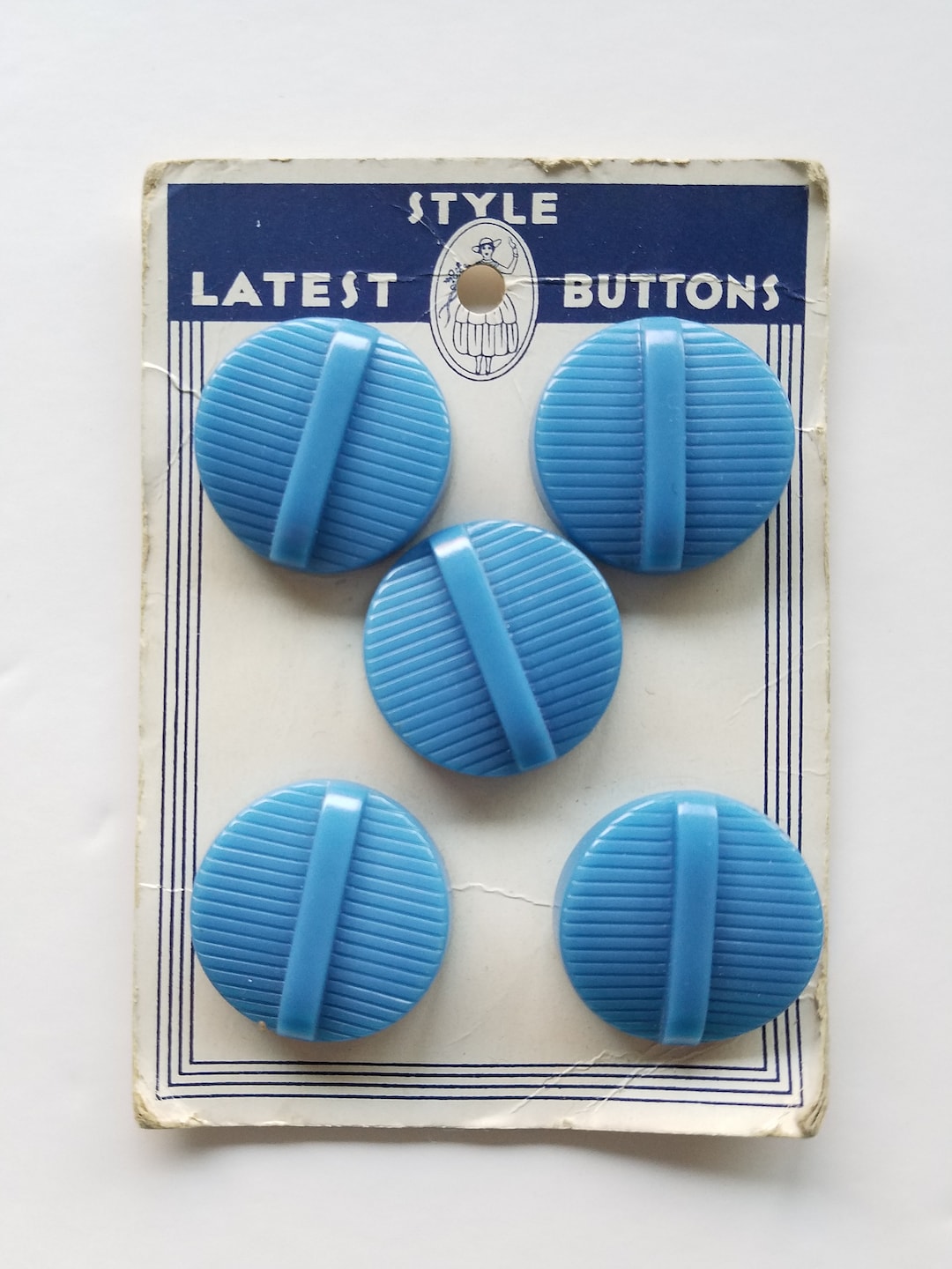 Vintage, Latest Style Brand Buttons, 1 1/8" Size, Wedgwood Blue Buttons ...
