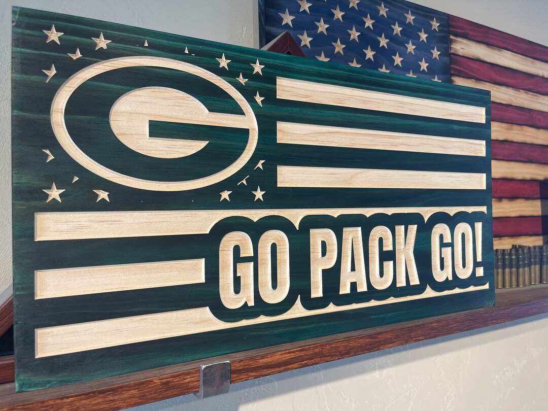 Carved Green Bay Packers Flag, Handcrafted, Mancave, Sports Fan, NFL ...