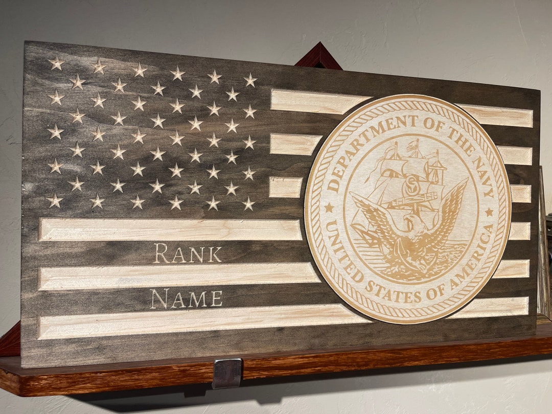 Carved Wood Navy Veteran Flag, Navy Sailor, United States Military ...