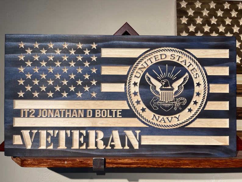 Carved Wood Navy Veteran Flag Navy Sailor United States - Etsy