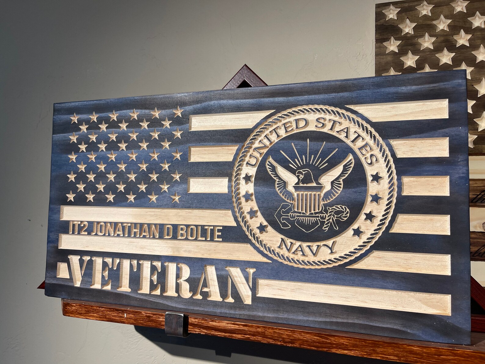 Carved Wood Navy Veteran Flag Navy Sailor United States - Etsy