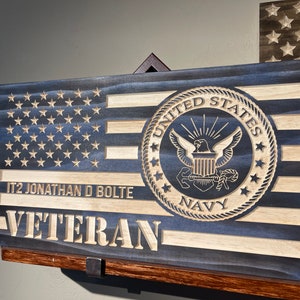 Carved Wood Navy Veteran Flag Navy Sailor United States - Etsy