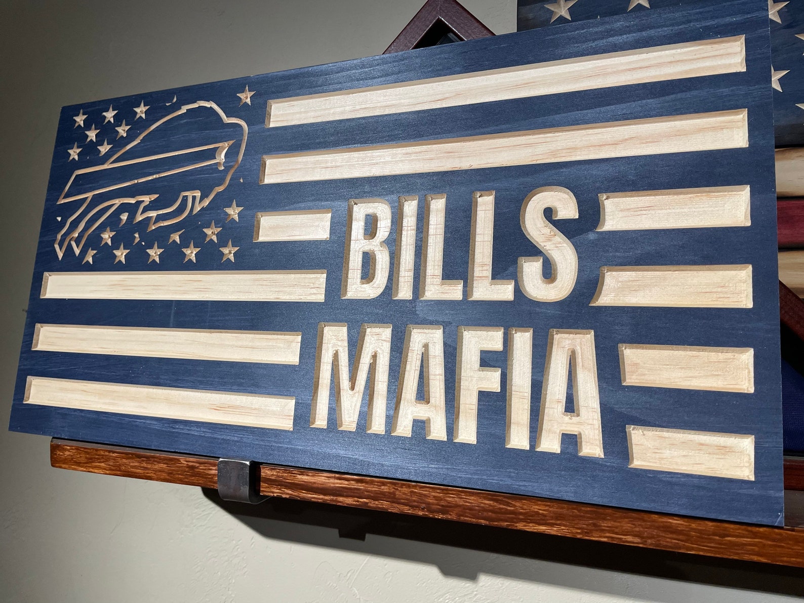 Carved Buffalo Bills Flag, Handcrafted, Football, Sports Fan, Buffalo ...