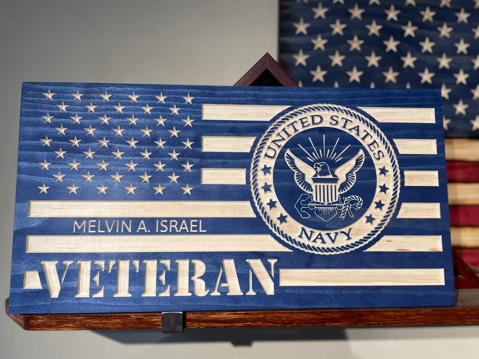Carved Wood Navy Veteran Flag Navy Sailor United States - Etsy