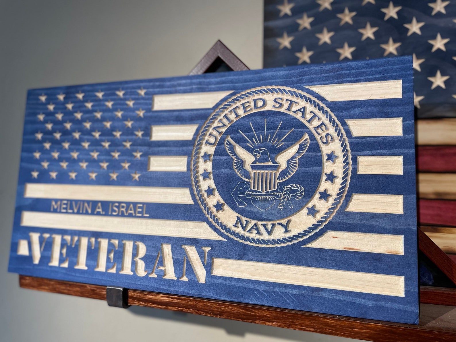 Carved Wood Navy Veteran Flag Navy Sailor United States - Etsy