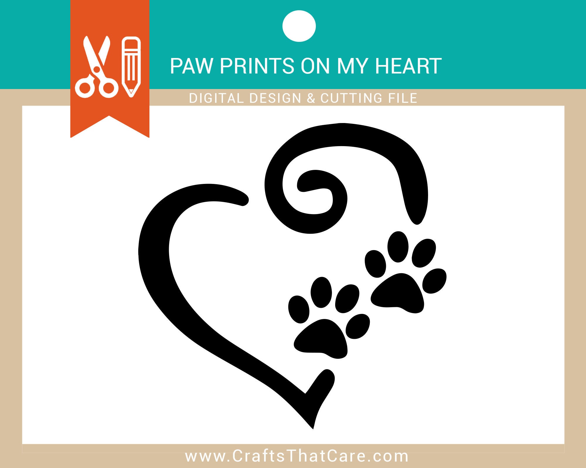 Paw Prints Heart Paw SVG Heart Svg Instant Download Svg - Etsy