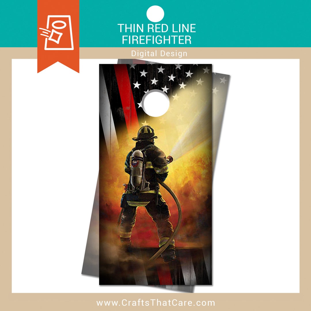 FIREFIGHTER | Thin Red Line, Monogram, Cornhole Board Wrap, Decals ...