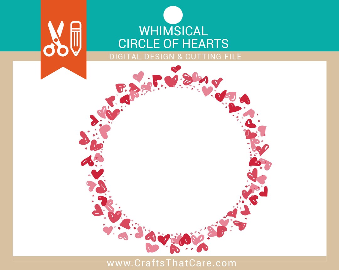 Valentine's Day | Circle of Hearts | Heart Border | SVG Cutting Files ...