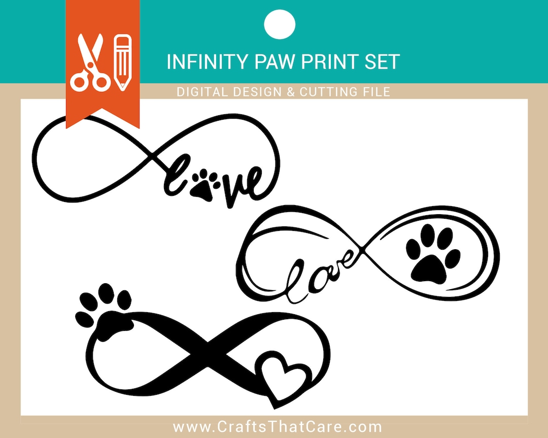 Infinity Paw Print, Heart and Paw Print Infinity, Infinity Svg, Paw ...