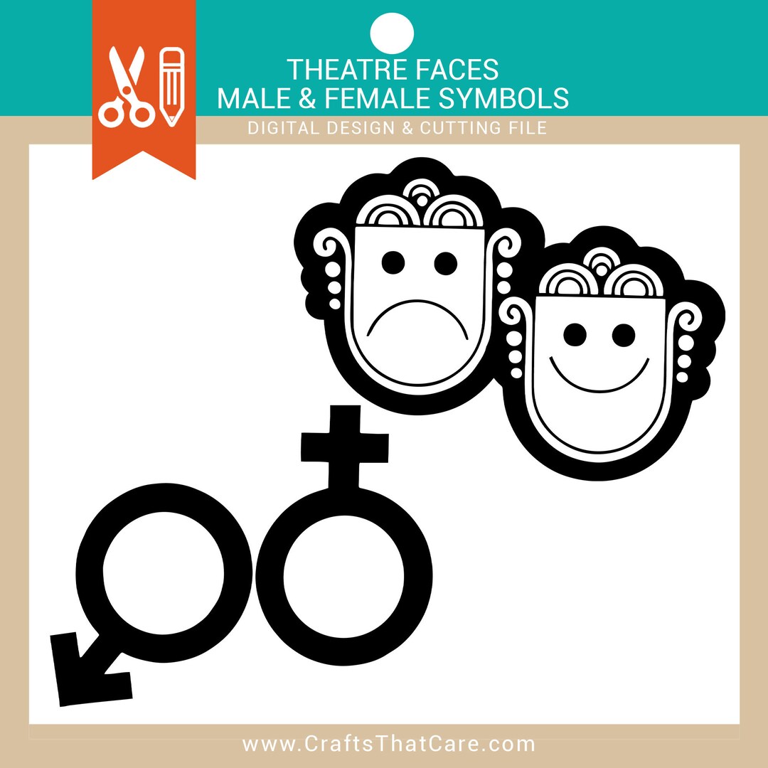 Female and Male Symbols | Fancy Theatre Faces | SVG | Digital Download ...