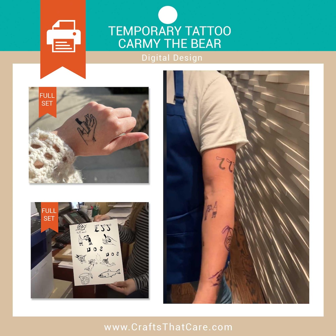 HALLOWEEN | Digital Download, Carmy the Bear Temporary Tattoos for ...