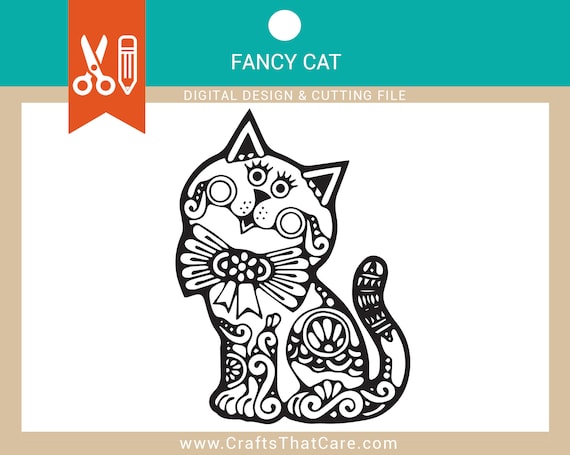 Fancy Cat SVG PNG Digital Download Cut File Instant | Etsy