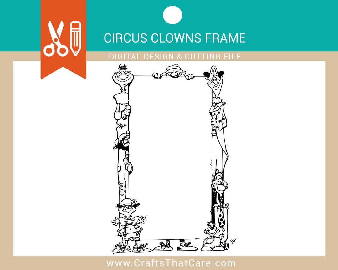 Circus Clowns | Clown Frame | Clown Border | SVG | PNG | Digital ...