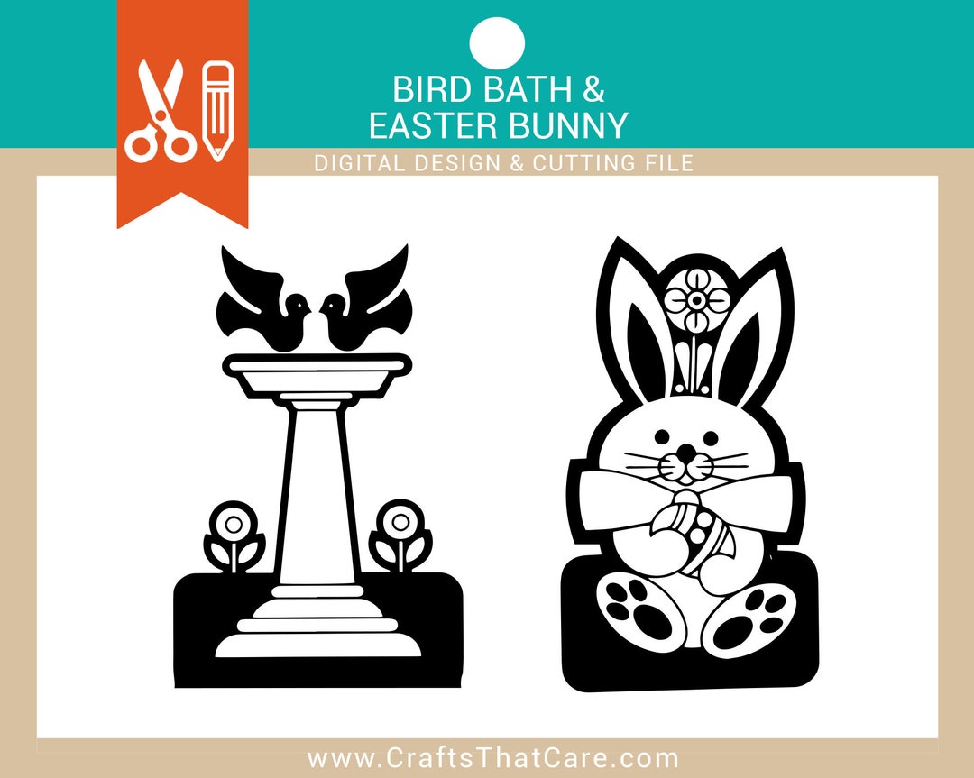 Bird Bath | Easter Bunny | SVG | Digital Download | Cut File | Instant ...