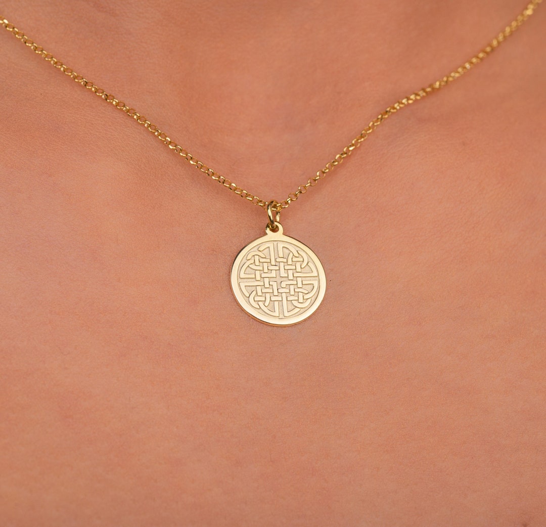 14k Solid Gold Dara Celtic Knot Necklace Personalized Celtic Knot ...