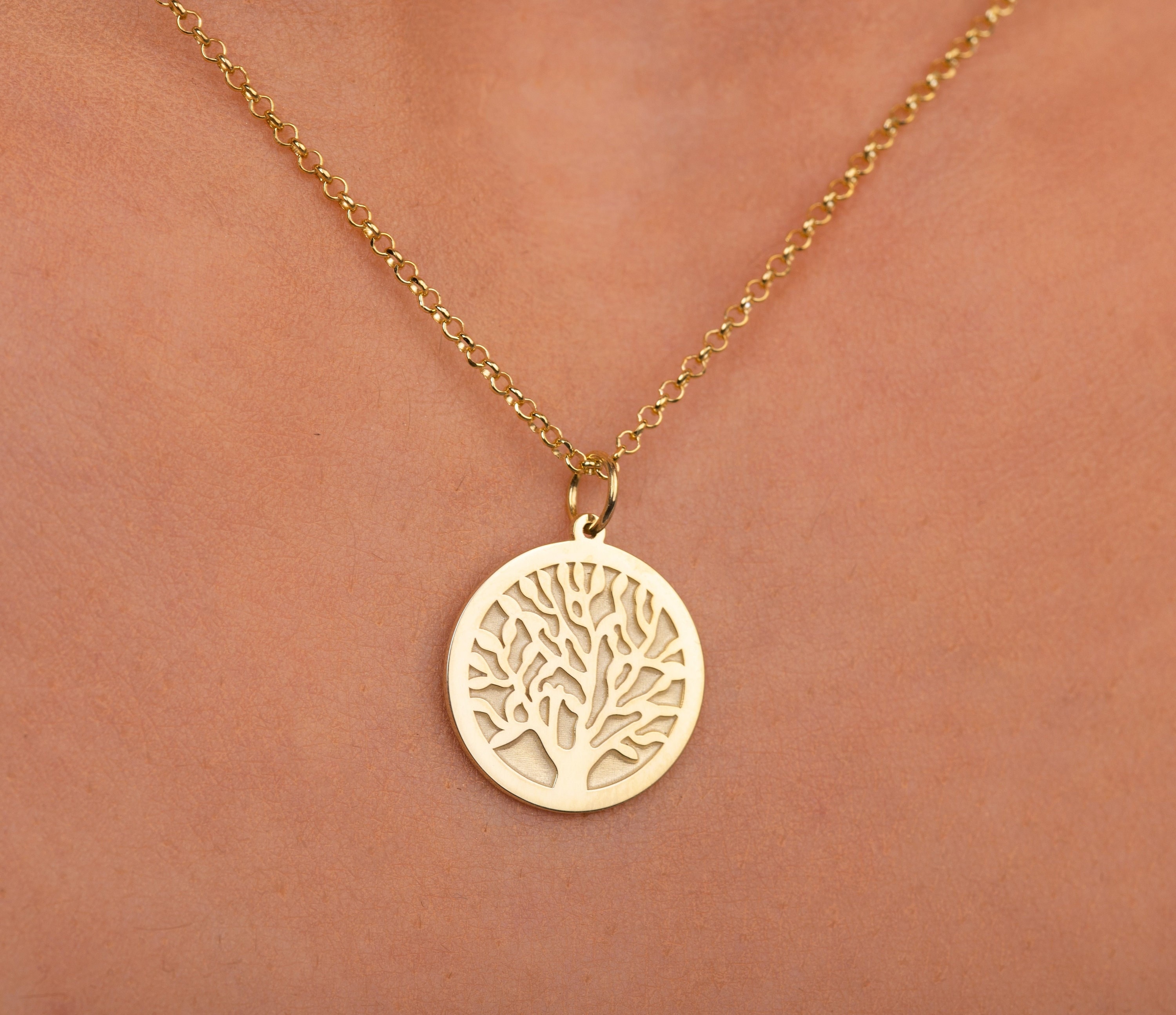14k Solid Gold Tree of Life Necklace Personalized Tree of Life Necklace ...