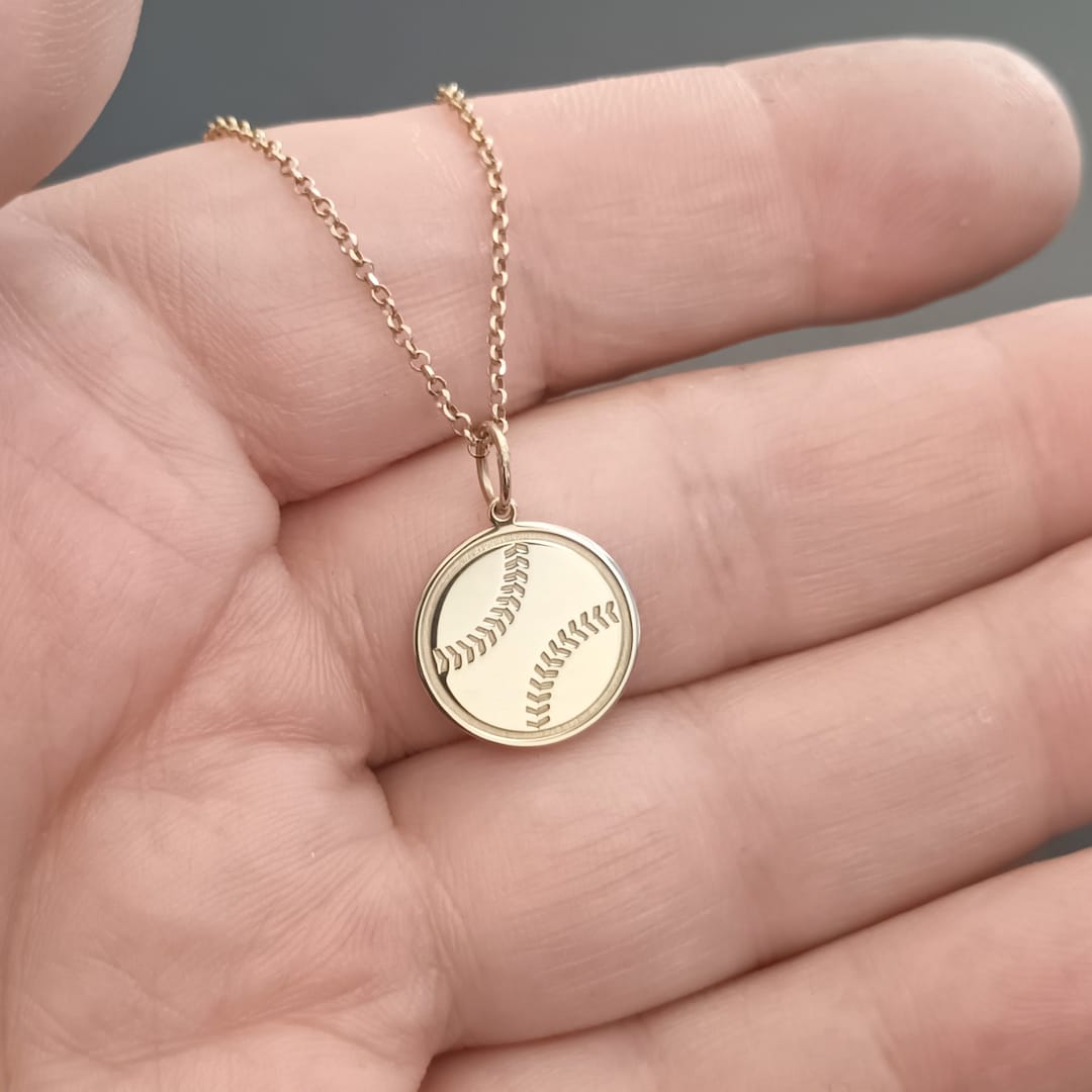 14k Solid Gold Baseball Necklace, Sport Team Gift, Fun Jewelry Gift ...