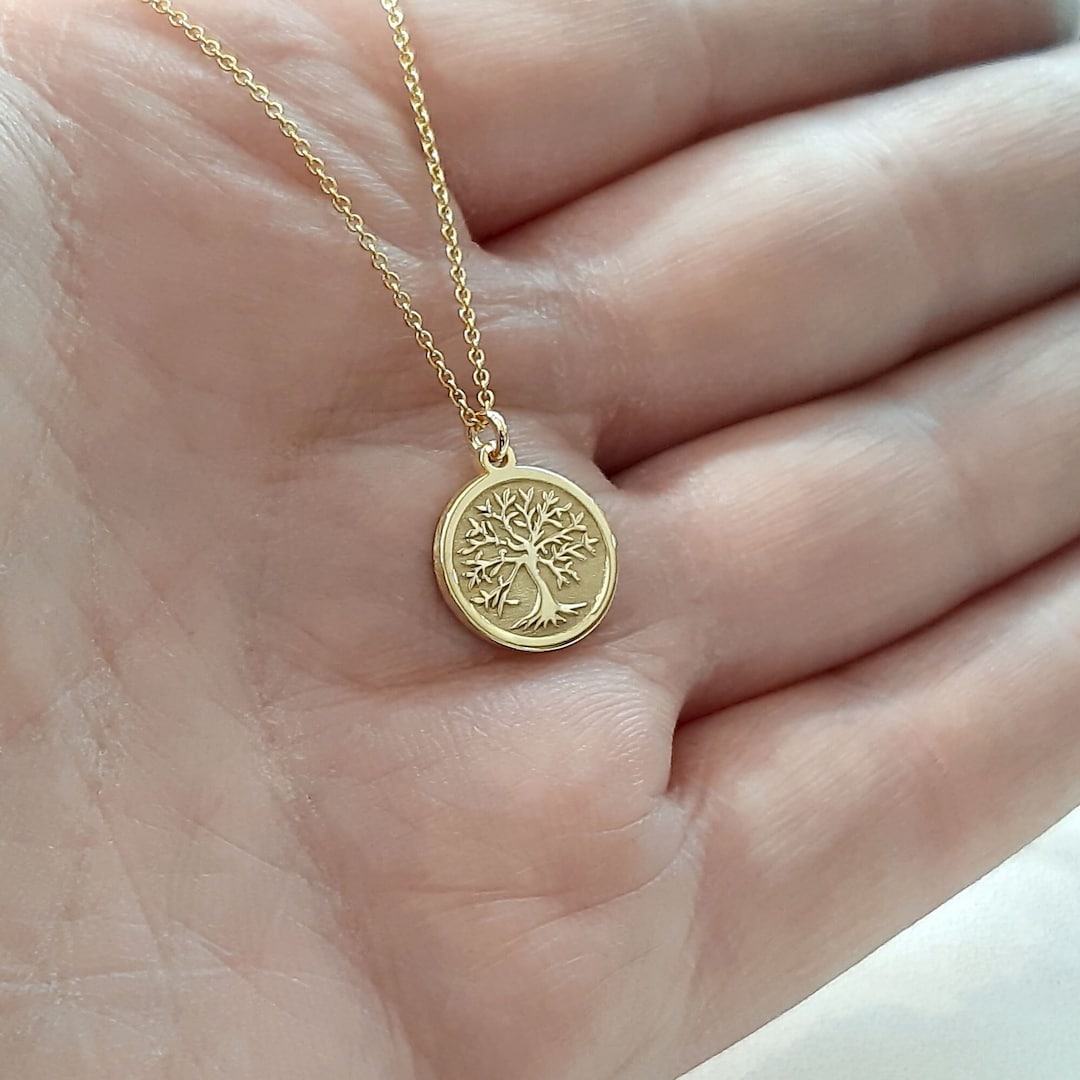 Real 14k Solid Gold Tree of Life Necklace, Tree of Life Pendant, Family ...