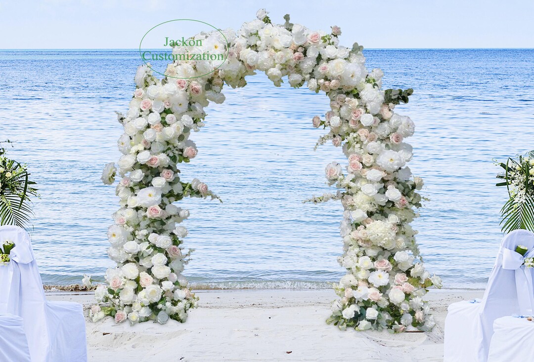White Baby Pink U-shaped Wedding Ceremony Arch 5D Artificial Big Floral ...