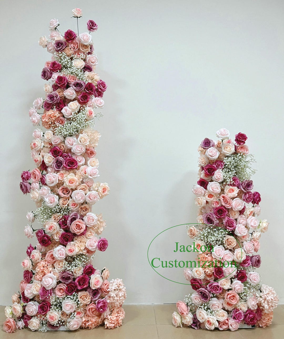 Fuchsia Peach Artificial Flower Arrangement Wedding Flower Runner Party ...