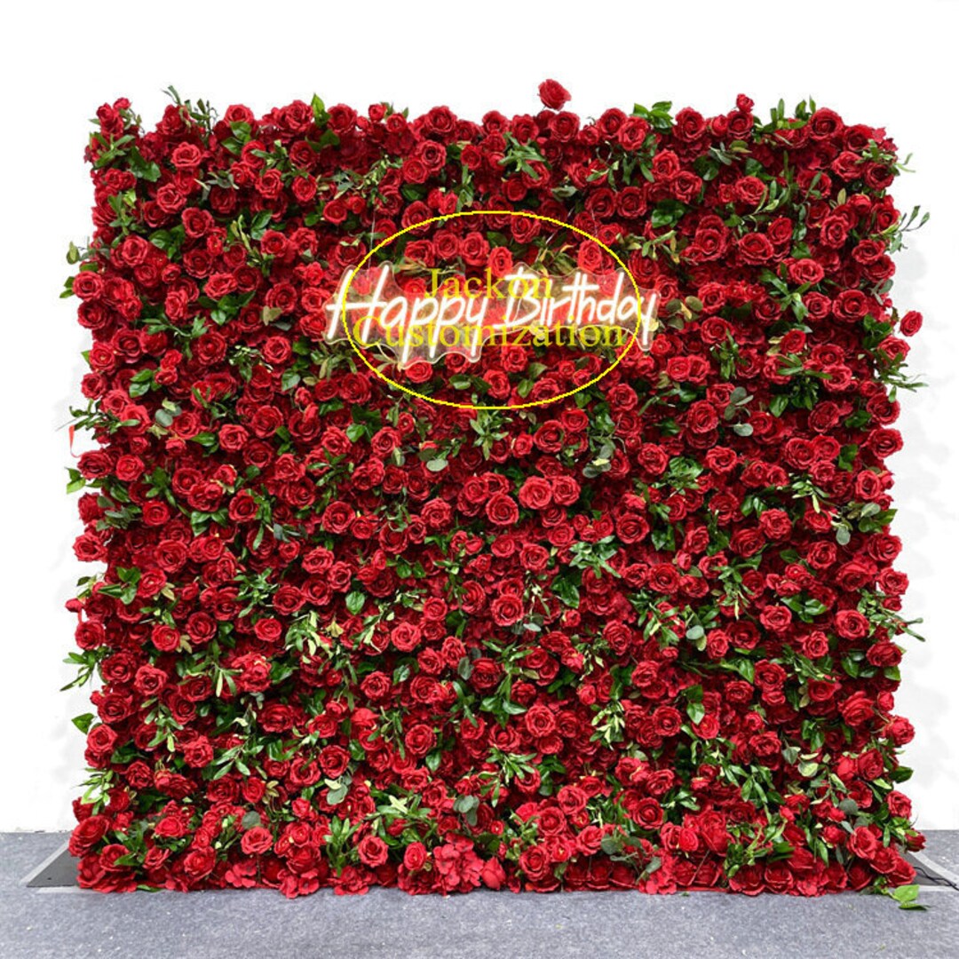 Red Rose Hydrangea Wedding Party Photo Backdrop Cloth Roll up Flower ...