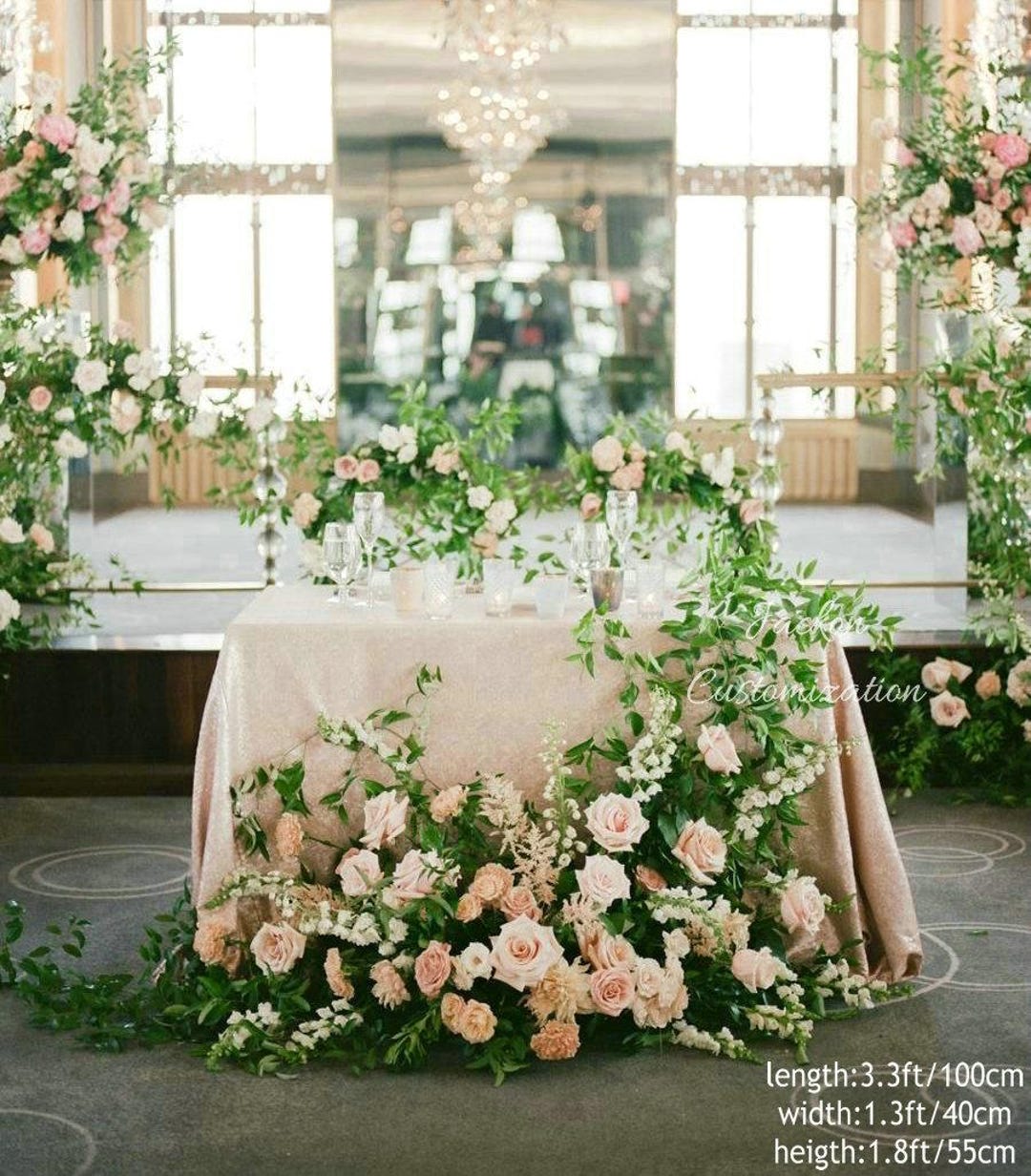 Coral Pink Wedding Head Table Flower,aisle Runner Floral,ground Flower ...