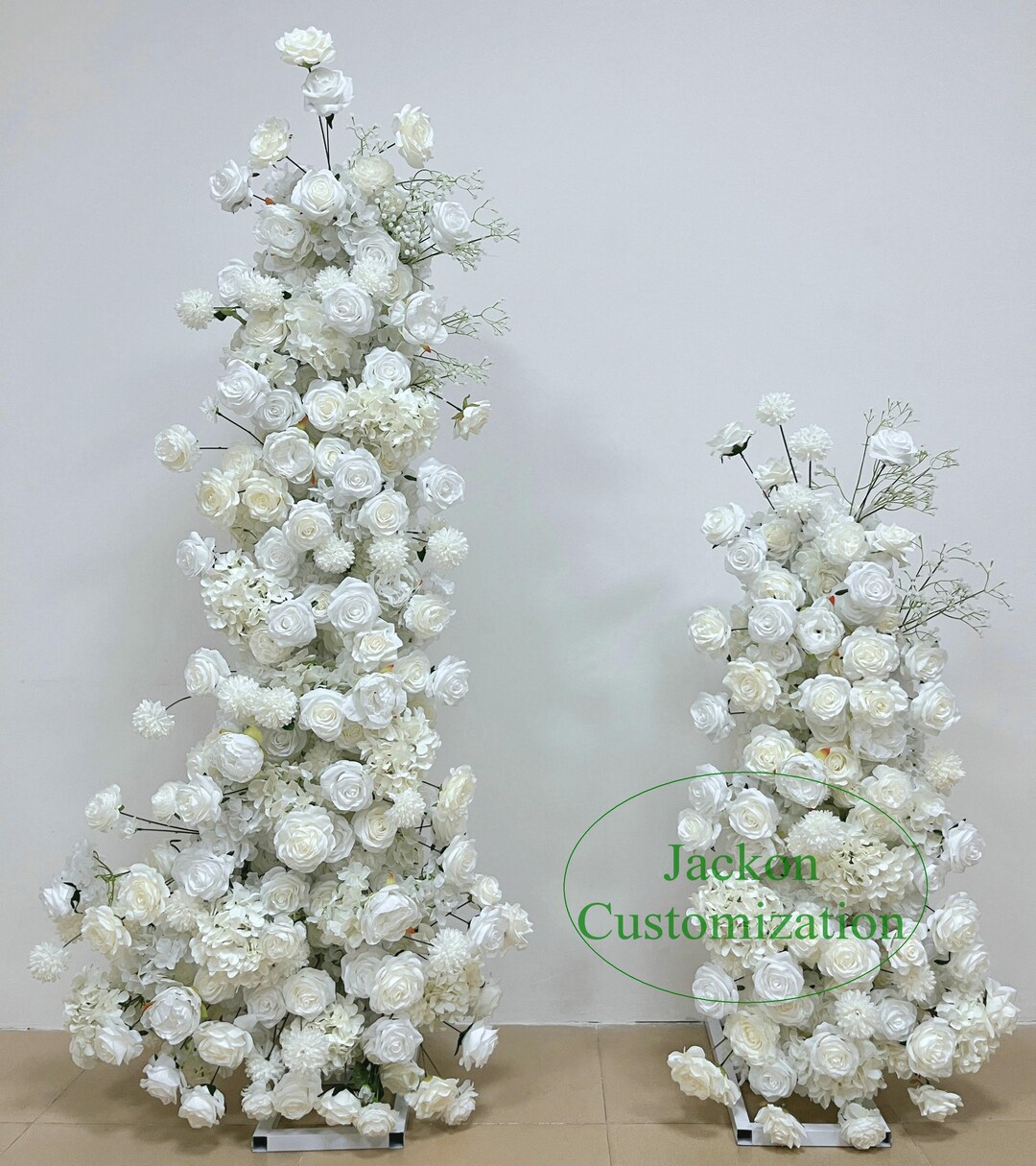 Snow White Wedding Flower Runner Cream Flower Row Party Background ...