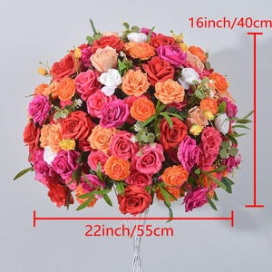Hot Pink Orange Red Rose Flower Ball Wedding Reception Flower ...