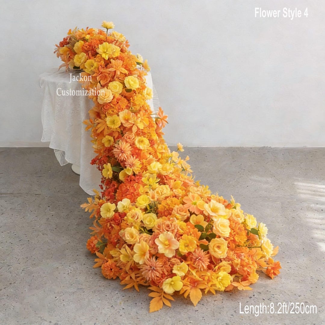 Sunset Orange Yellow Flower Runner, Wedding Reception Table Decor - Etsy UK