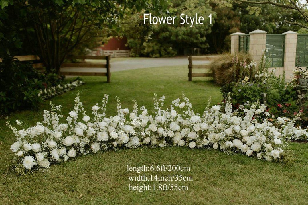 White Wedding Aisle Flower Runner, Garden Ceremony Baby's Breath Floor ...