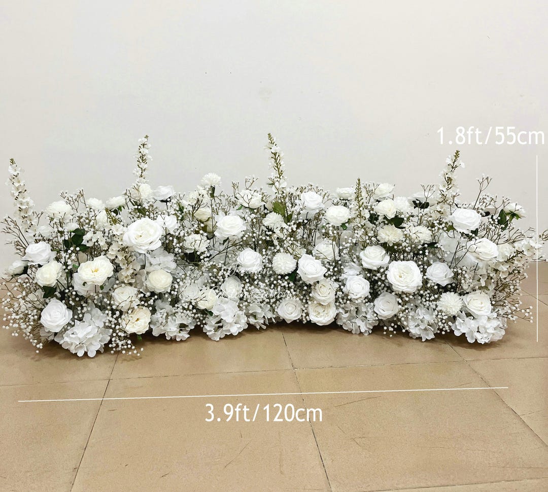 All White Floor Runner,artificial Floral Arrangement,wedding Decor - Etsy