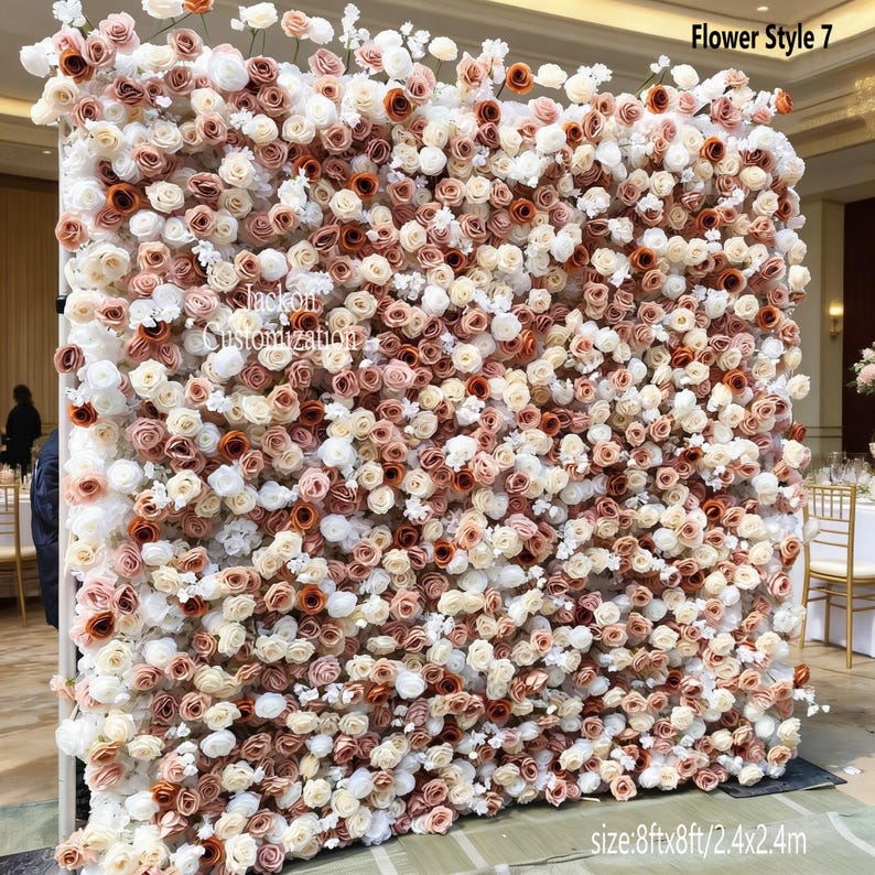 White Flower Wall | Gold Foliage Floral Backdrop | Elegant Wedding ...