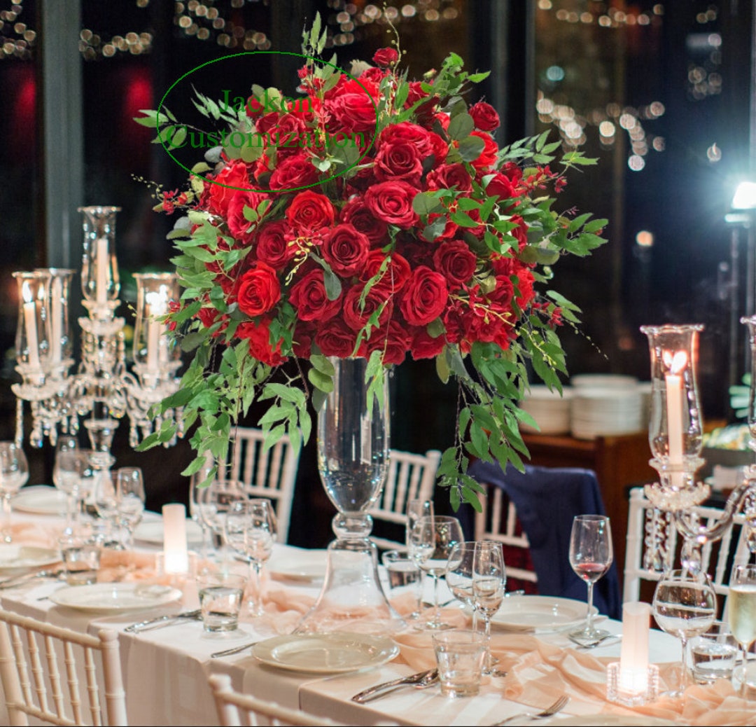 Red Rose Wedding Centerpiece, Artificial Flower Ball Decor - Etsy